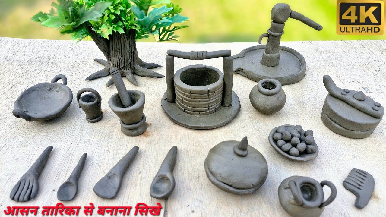 handmade clay kitchen set/how to make polymer clay miniature kitchen ...