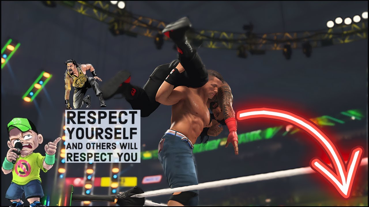 roman reigns vs john cena give respect get respect wwe2k23 4k ZZF - YouTube