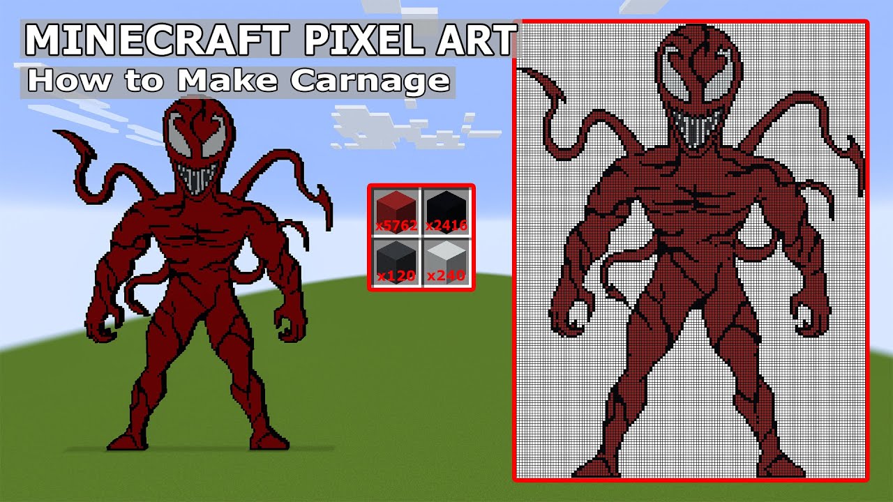 How to Make Carnage from Venom 2 Pixel Art in Minecraft - YouTube