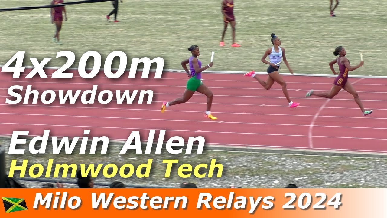 Edwin Allen | Holmwood Tech | William Knibb | Girls 4x200m Open | Milo ...