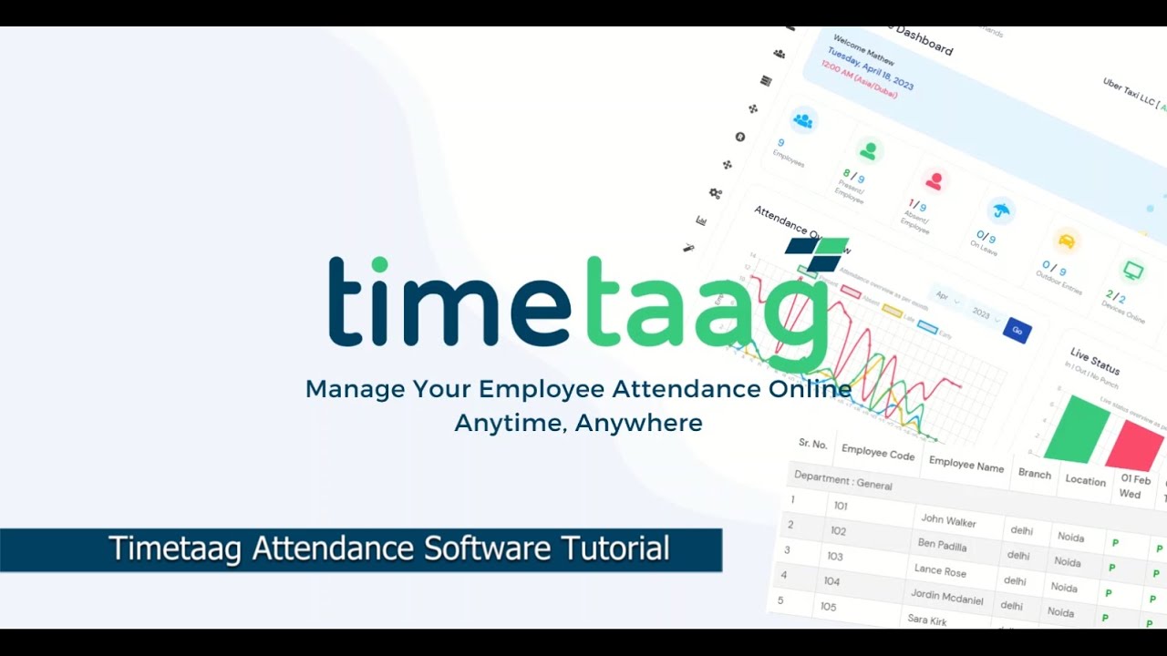 Logging In & Dashboard Overview - Part-1 Timetaag Attendance Software Tutorial - YouTube