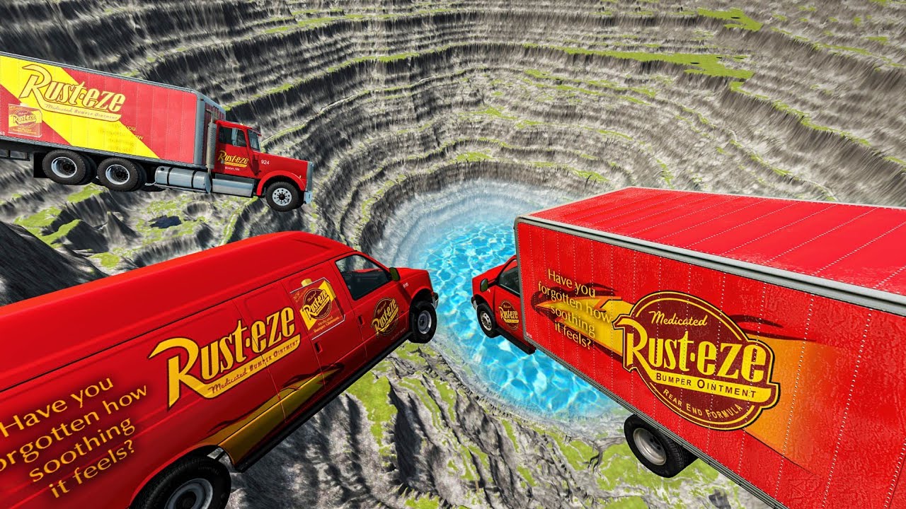 Cars Rust-eze Van & Truck vs Leap of Death || BeamNG.drive - YouTube