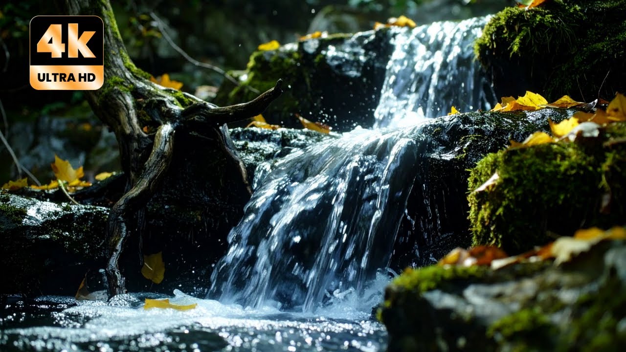 The soft sound of water trickling over mossy rocks In 4K - YouTube