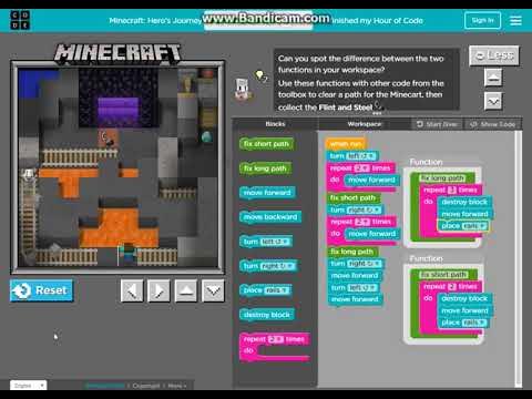 Hour of Code Minecraft Hero’s Journey Level 10 Walkthrough - YouTube