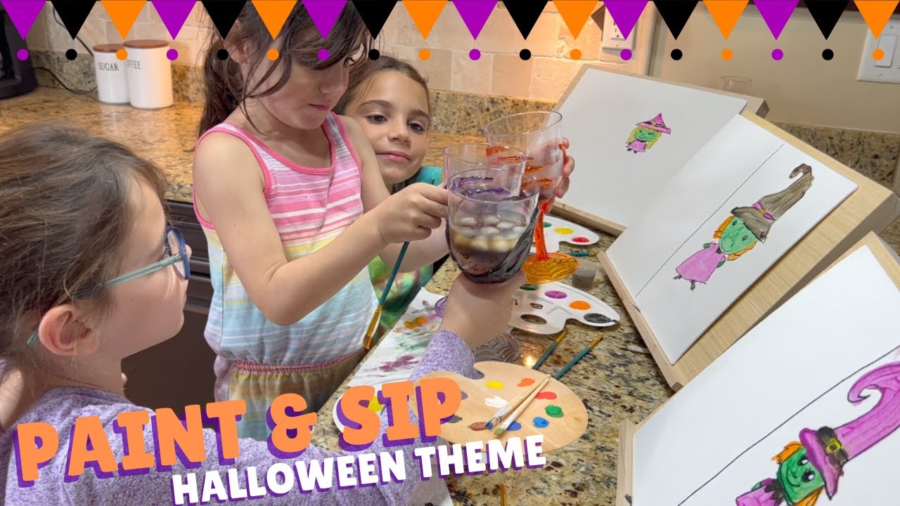 Paint & Sip Kids Halloween Drawing - YouTube