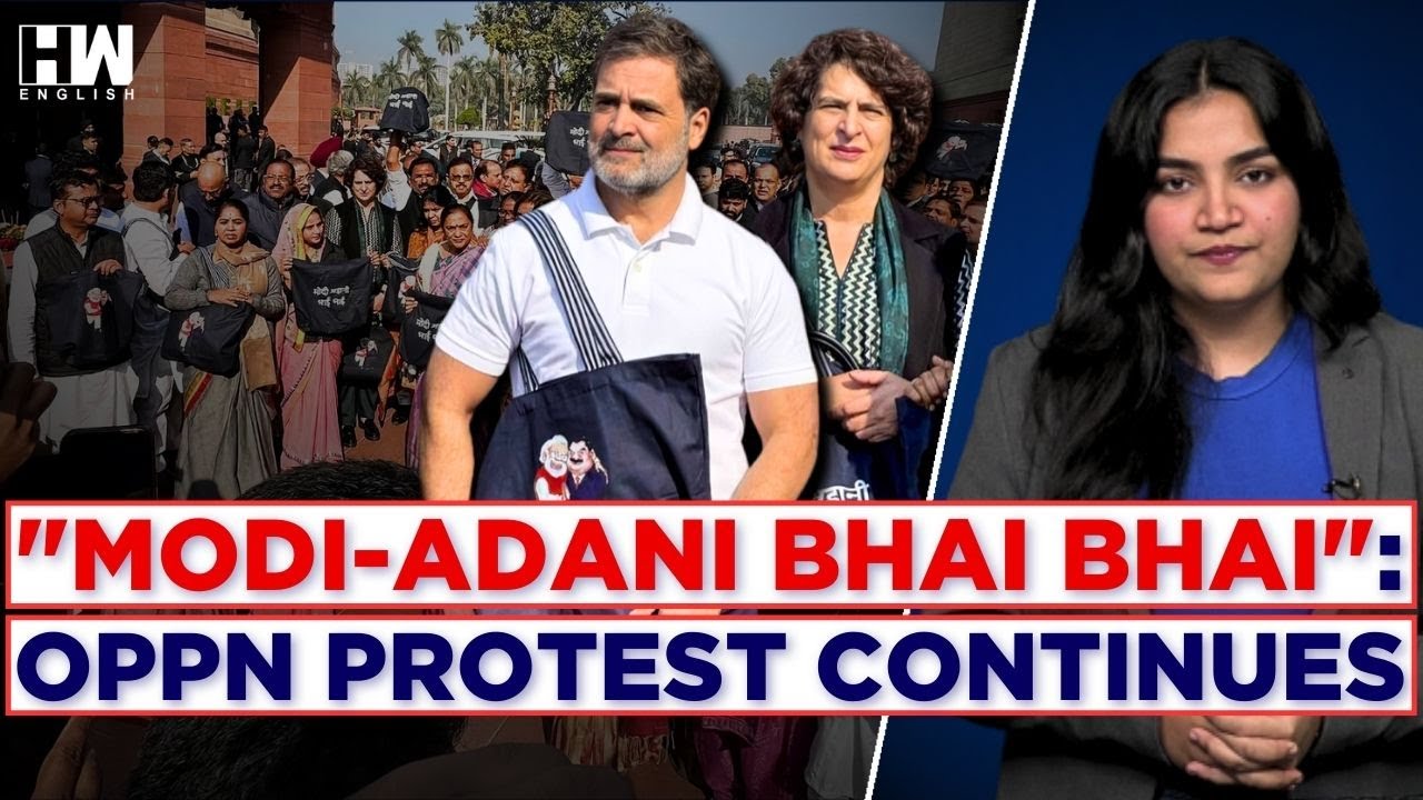 Opposition Protests With "Modi-Adani Bhai Bhai" Bags In Parliament,Both ...