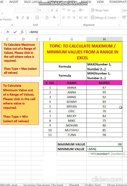 Calculate Maximum Minimum Values from a Range in Excel#shorts - YouTube