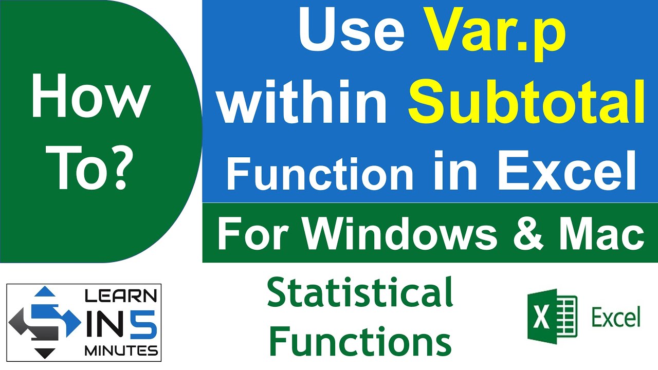 How to use Var.p (Variance) within Subtotal Function in MS Excel ...