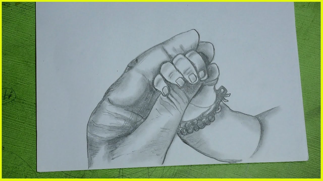 Holding Father Hand-Baby-Pencil drawing for beginners/S.Nagender - YouTube