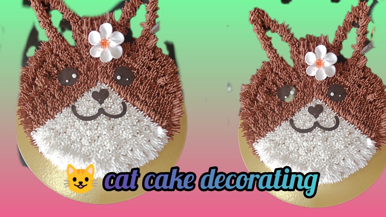simple cat design cake decorating - YouTube