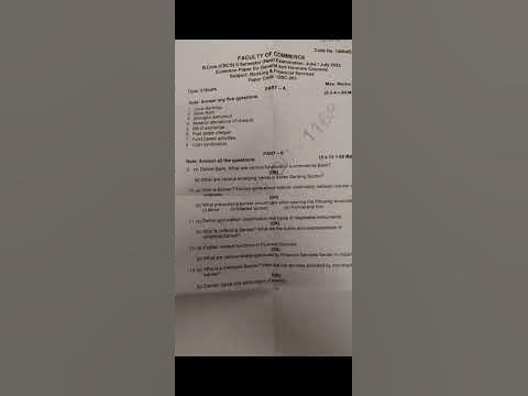 BANKING AND FINANCIAL SERVICES BCOM 2ND SEMESTER QUESTION PAPER OSMANIA ...