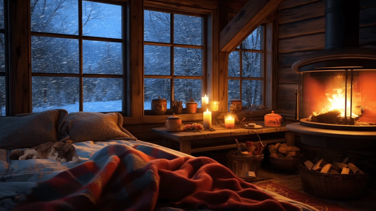 Cozy Winter Hut - Relaxing Blizzard and Snowstorm Sounds w Heavy Wind ...