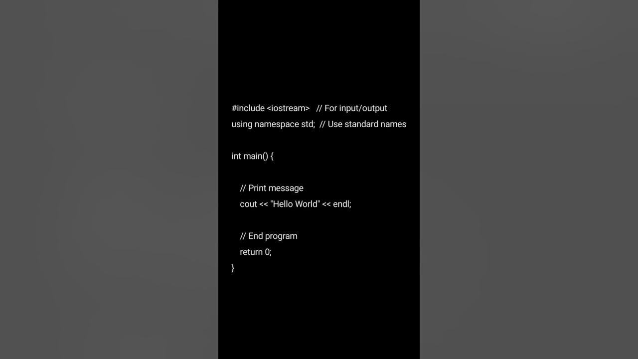 C Program To Print Hello World Cppprogramming Learncpp Programmingbasics Youtube