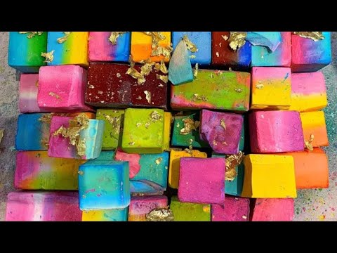 Dyed Colourful Cubes Gym Chalk || Compilation || || Satisfying || @powdercrumblesasmr3604 - YouTube
