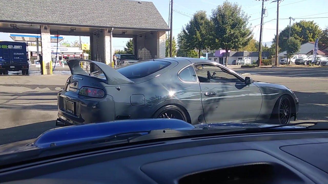 Toyota Supra Mrk4 2step launch control. pops and bangs shoots flames ...