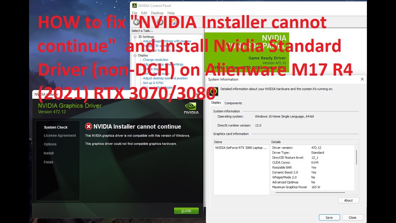 How to MOD INF “NVIDIA Installer cannot continue ”+install Standard driver AlienwareM17R4 ...