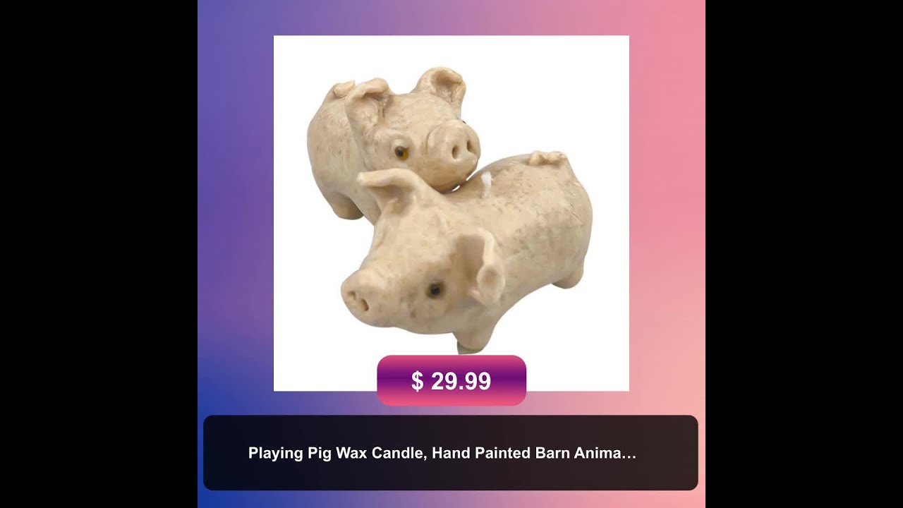 Playing Pig Wax Candle, Hand Painted Barn Animal Candle, Artistic ...