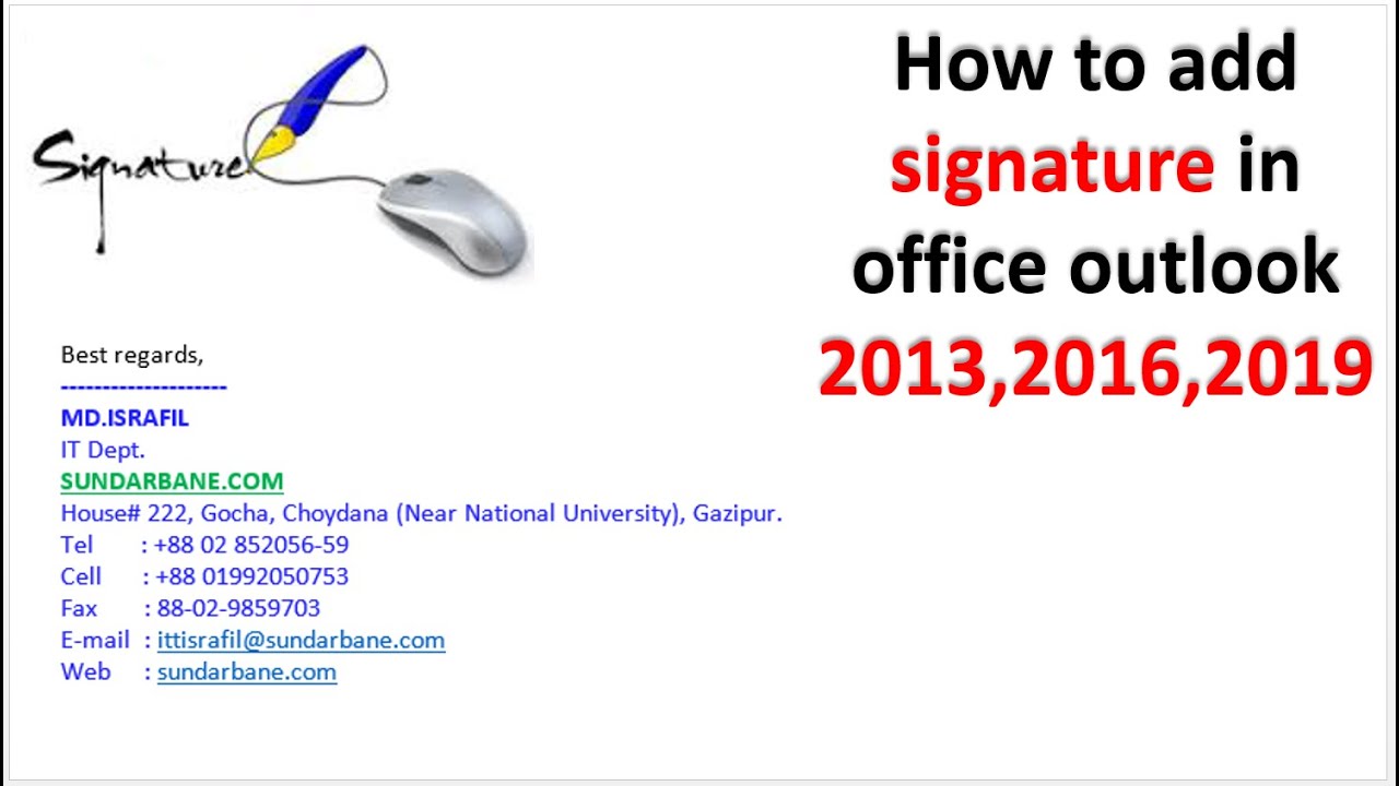 How To Add Signature In Ms Outlook YouTube How To Add Signature In Ms Outlook YouTube