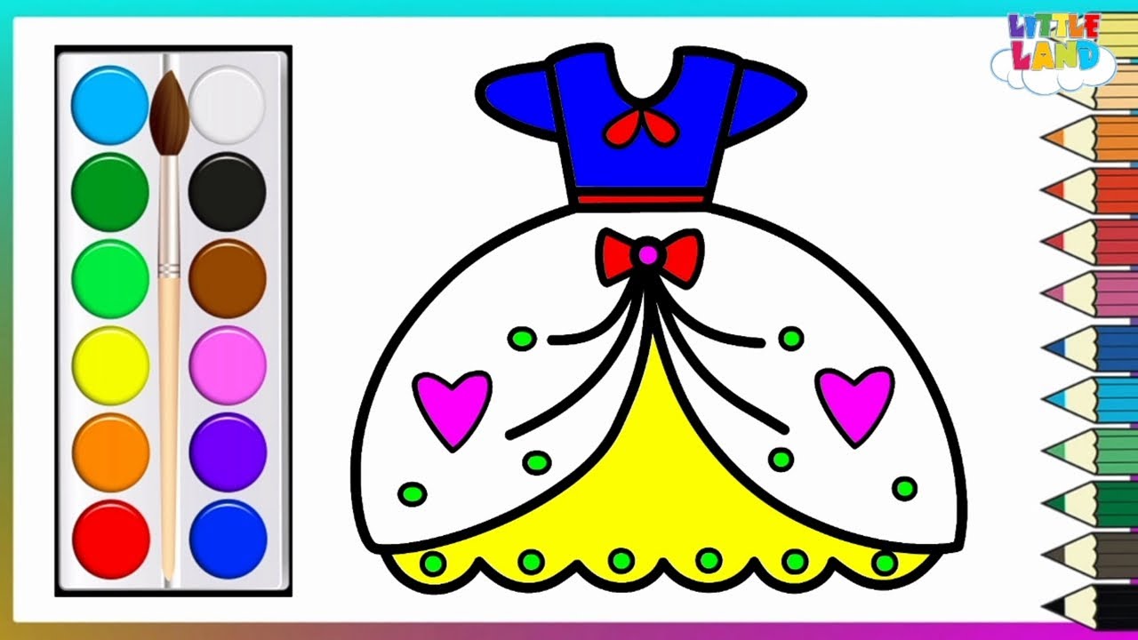 Dress👗 |Draw a Picture of Princess Dress for KIDS|How to Draw Dress ...