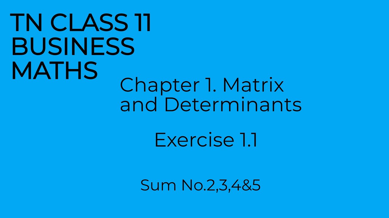 TN CLASS 11 BUSINESS MATHS. Chapter 1. Matrix and Determinants ...