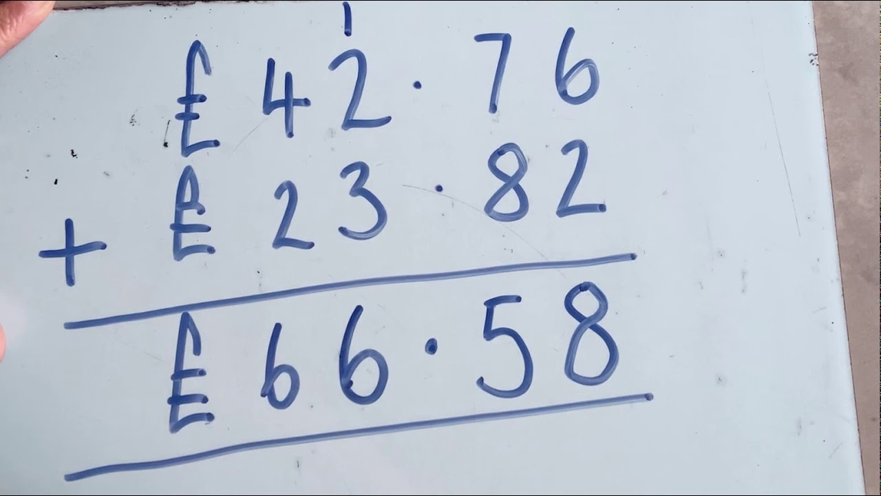 Column addition using money - YouTube