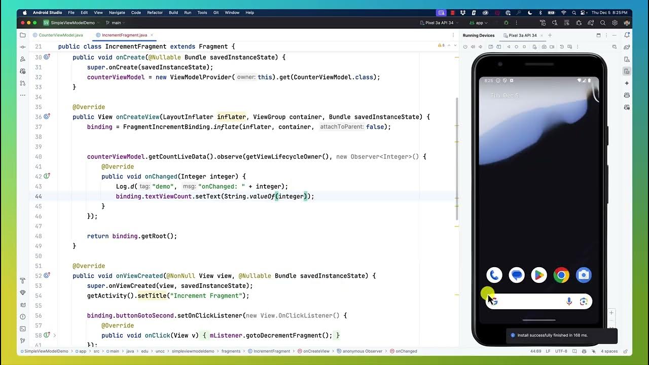 Android: Simple ViewModel, LiveData counting example - YouTube