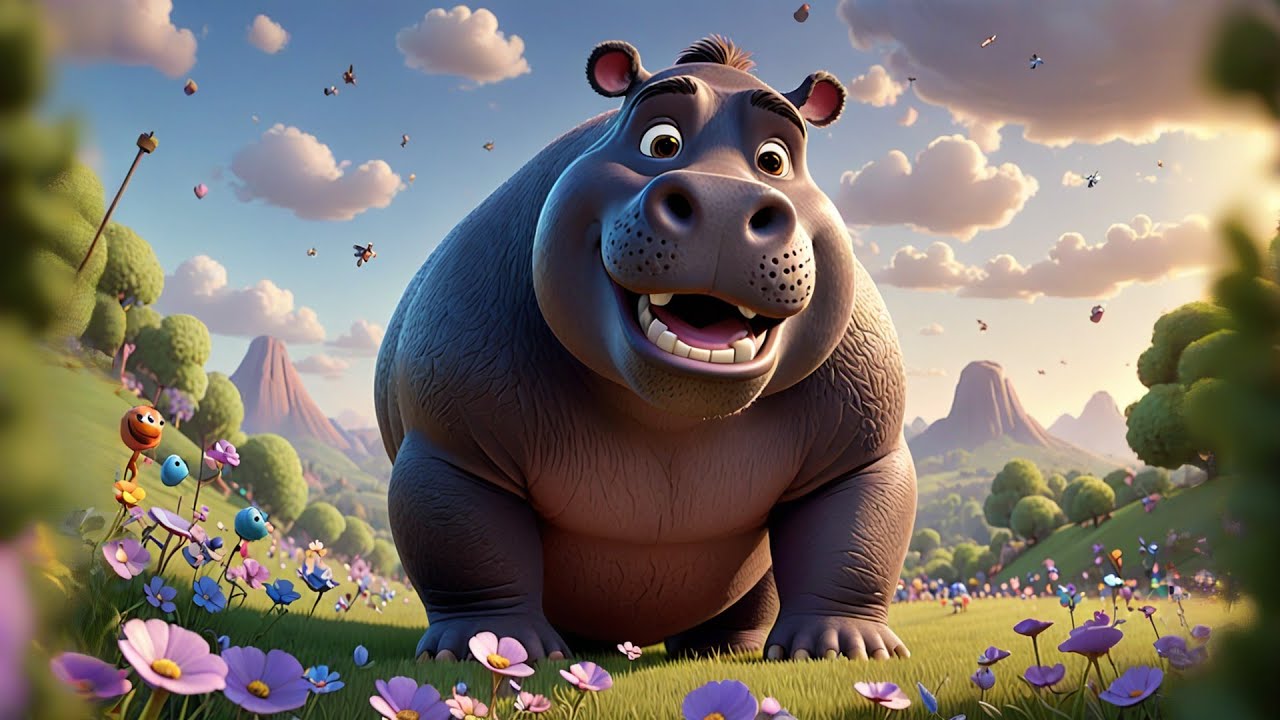 Five Happy Hippos on a Hill | Animal Song Kids | Fun Counting Nursery ...
