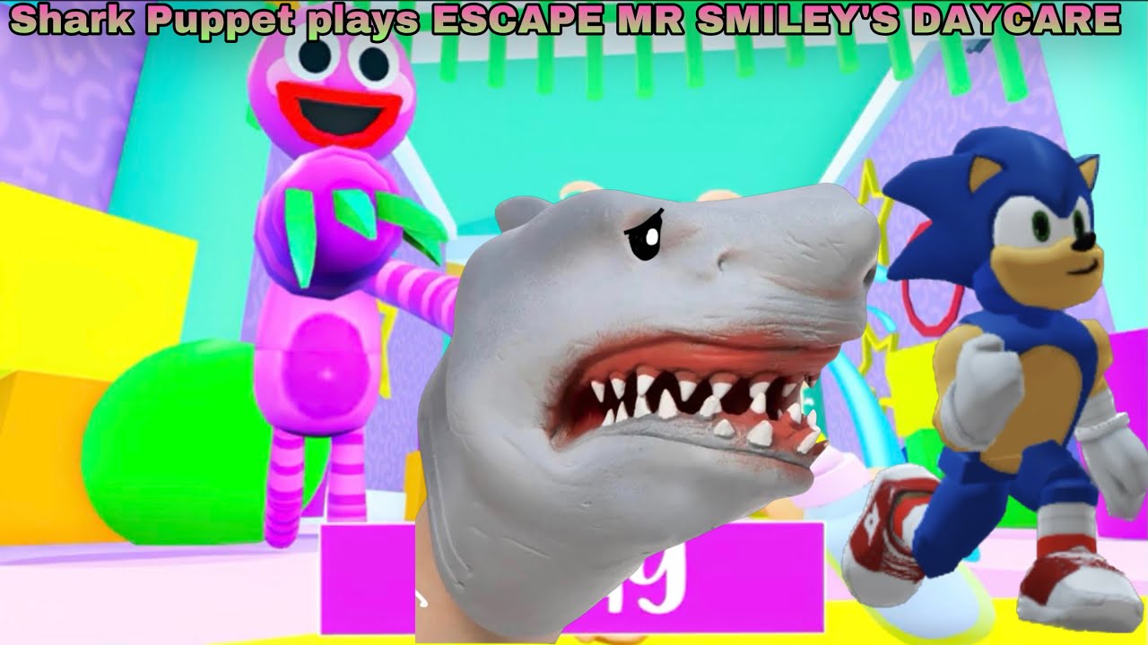 Shark Puppet plays ESCAPE MR SMILEY'S DAYCARE!!! - YouTube