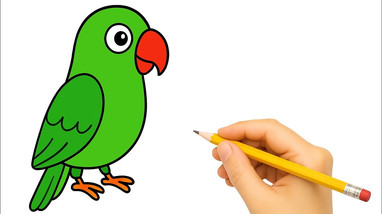 How to Draw a Parrot Easy | Easy Parrot Drawing for Kids | Step by Step ...