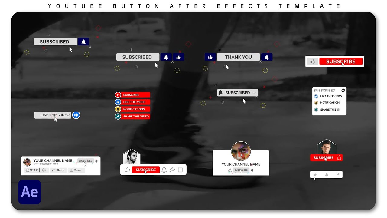 Youtube Button - After Effects Template | Free Download | Templates for ...