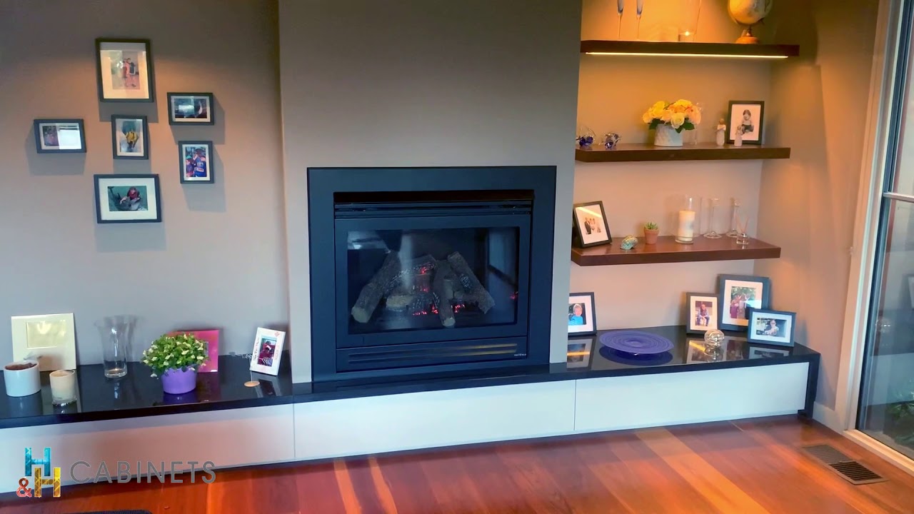 H&H Cabinets Blum Tandem Box Hidden Drawer Below Fireplace - YouTube