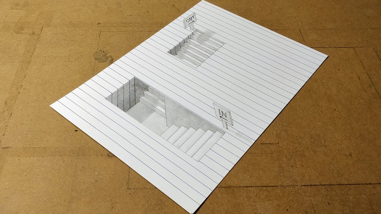 Drawing Underground Stairs | 3D Pencil Drawing | Line Paper - YouTube