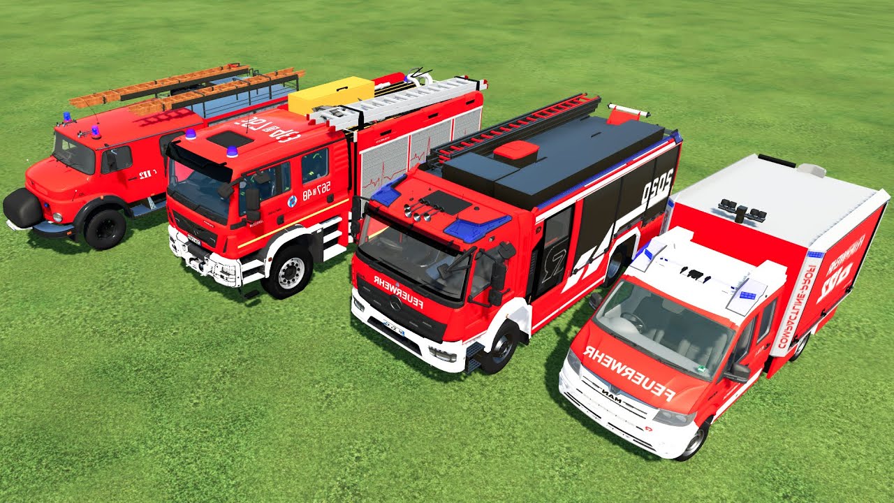 TRANSPORTING ALL FIRETRUCK TO NEW GARAGE WITH MAN TRUCK ! Farming ...