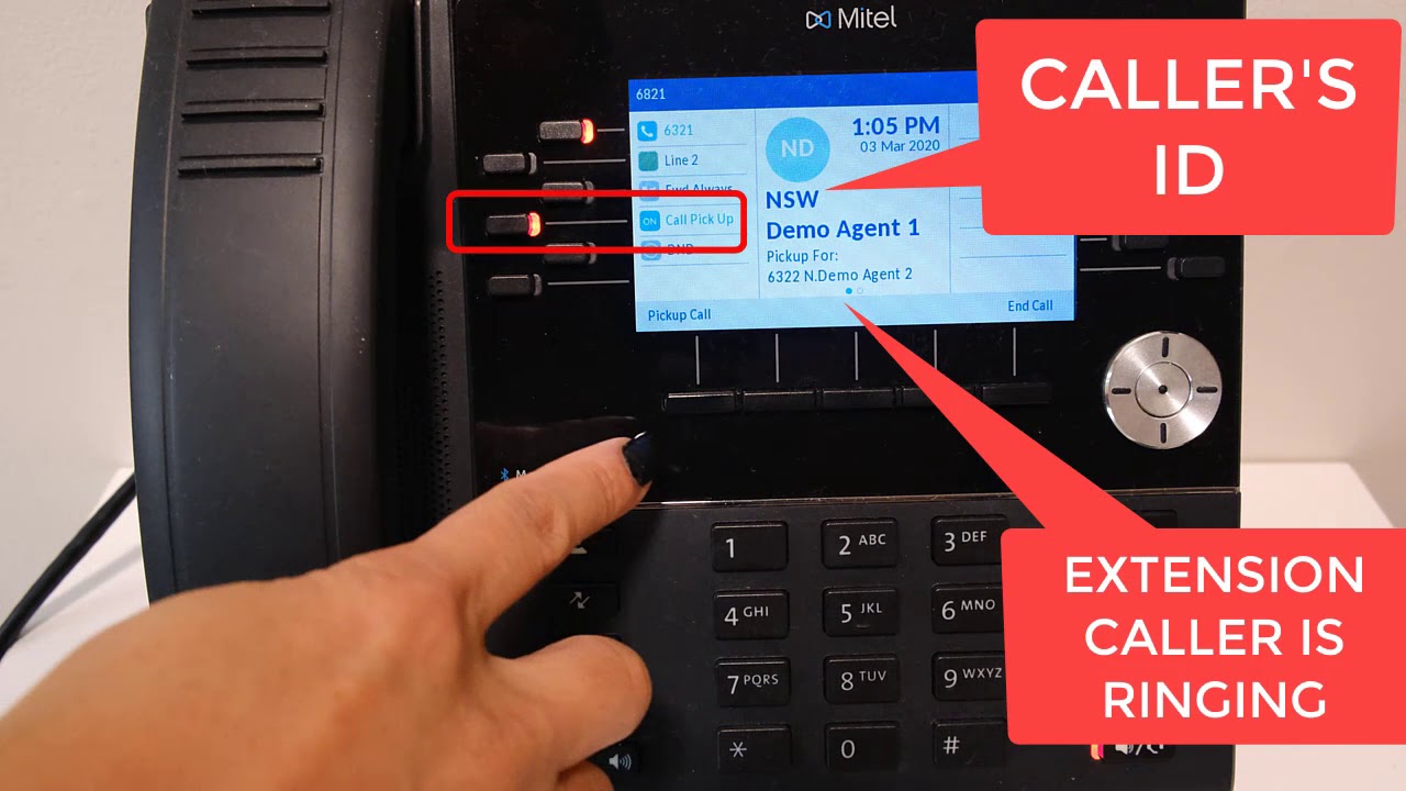 Mitel 6930 Handset - Call Pick Up - YouTube