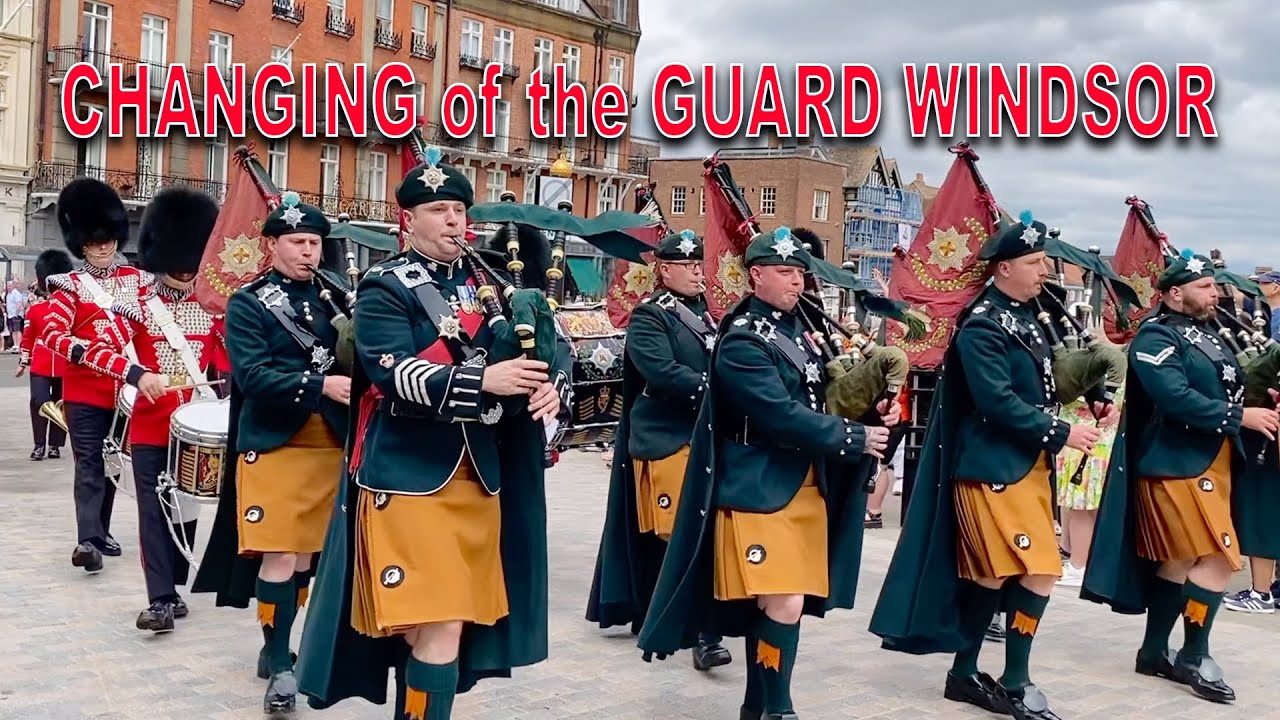WINDSOR CASTLE GUARD Number 9 Company Irish Guards with Pipes of No. 12 ...