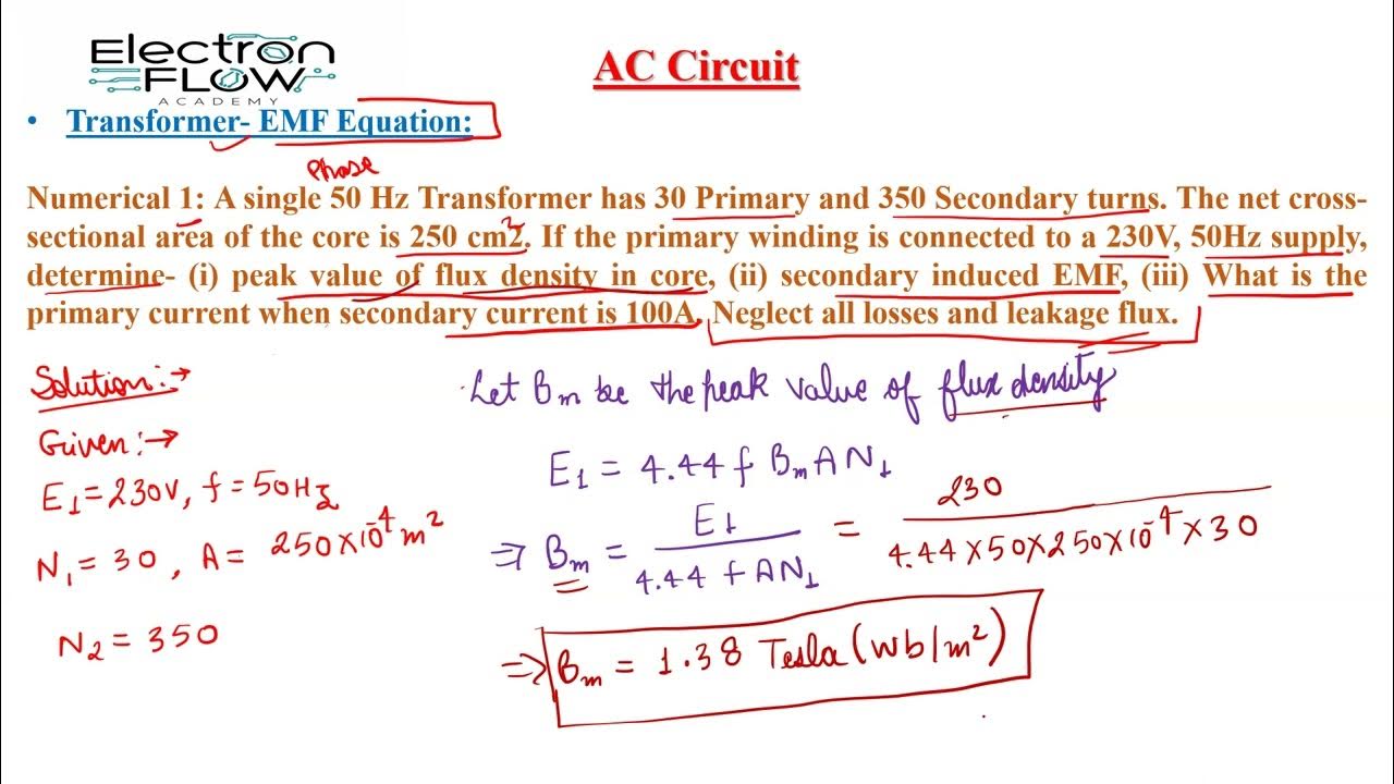 Transformer- EMF Equation Numerical Problem 1 - YouTube