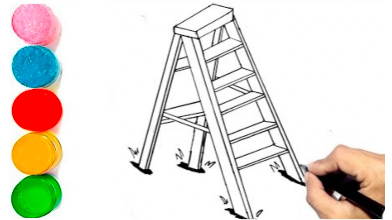 How to Draw A Ladder | Colorful Ladder for Kids - YouTube