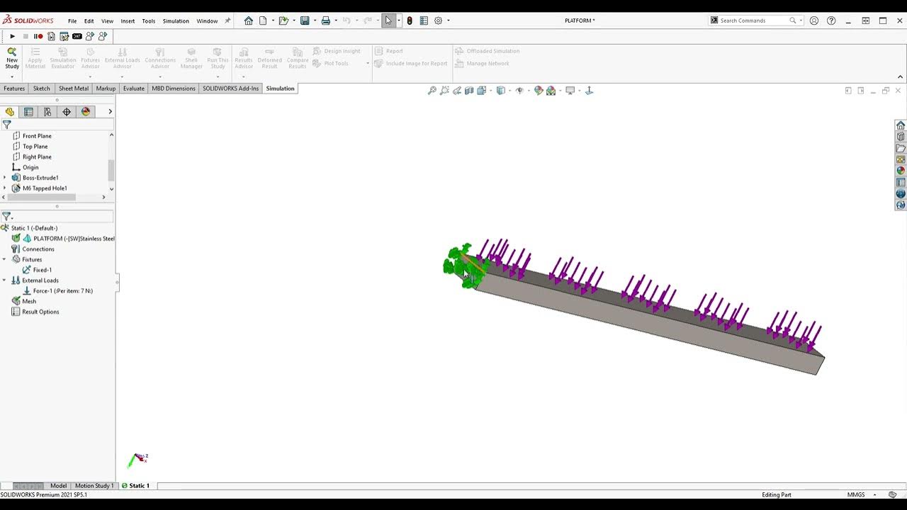 SOLIDWORKS Simulation simple static stress displacement strain result ...