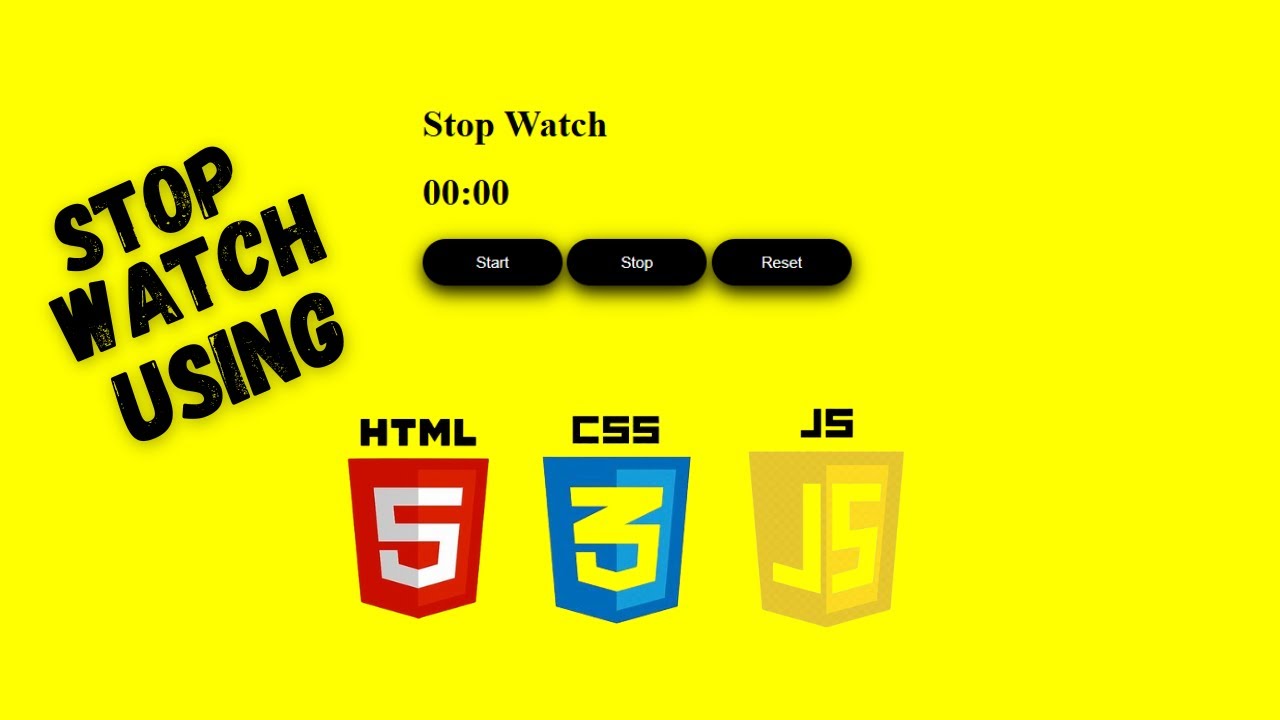 Stop Watch Using Html Css And Javascript Mini Project Youtube 8751