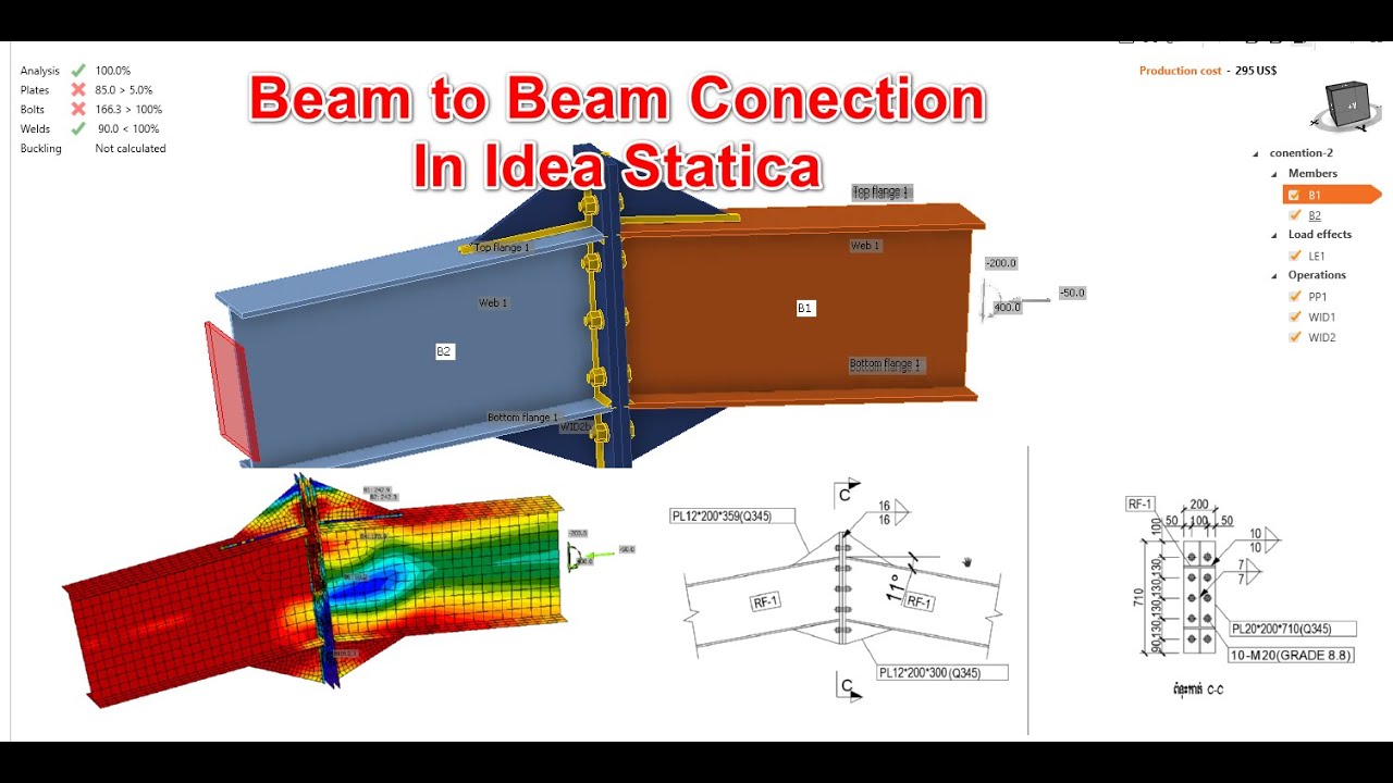 Design of bolted plate to plate connection idea statica - YouTube