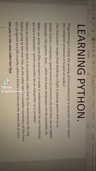 PYTHON TUTORIAL FOR BEGINNERS -Definition of what programming is lesson 1 - YouTube