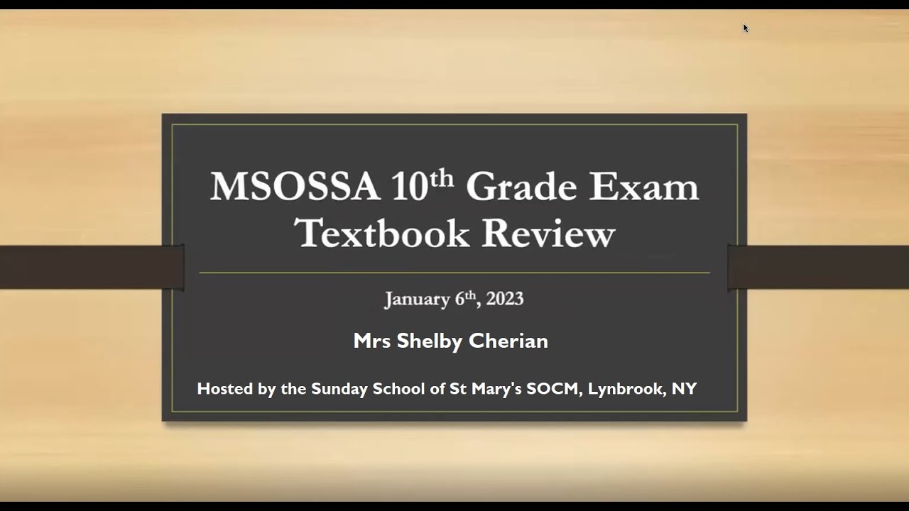 MSOSSA 10th Grade Exam Textbook Review, January 2023 - YouTube