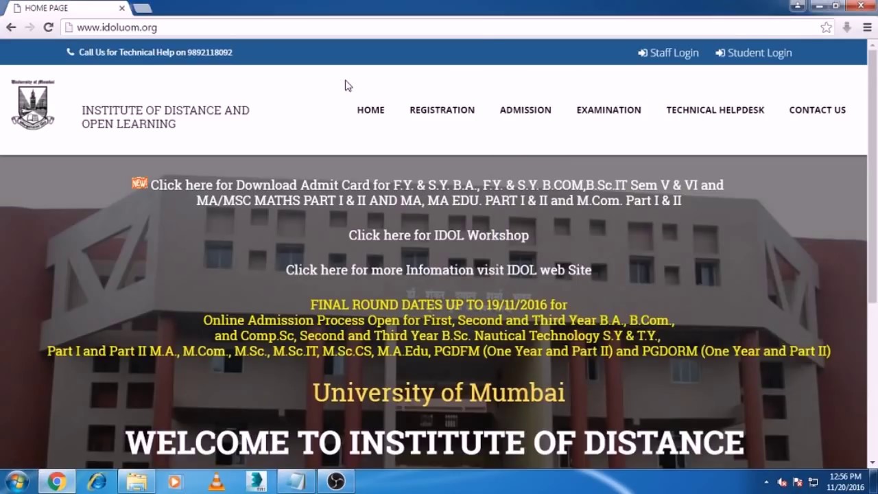 Mumbai University IDOL Registration Website 2016 2017 Only YouTube mumbai-university-idol-registration-website-2016-2017-only-youtube