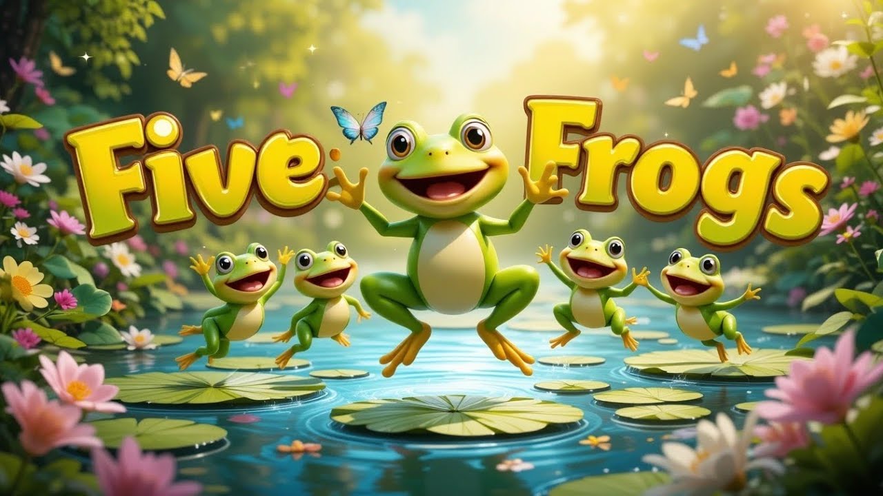Five Little Frogs | Fun Counting Song for Kids | Learn Numbers & Frogs ...