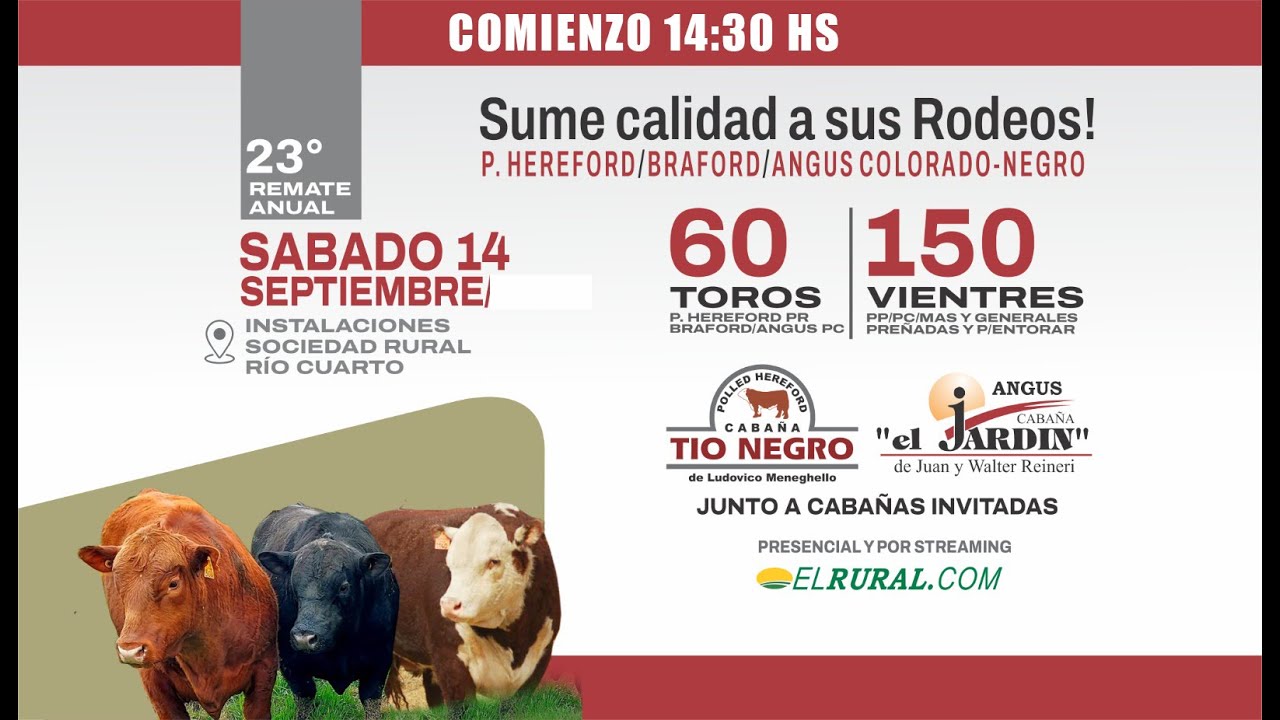 🔴EN VIVO | 23° REMATE ANUAL CABAÑAS TIO NEGRO y EL JARDIN - TALANO ...