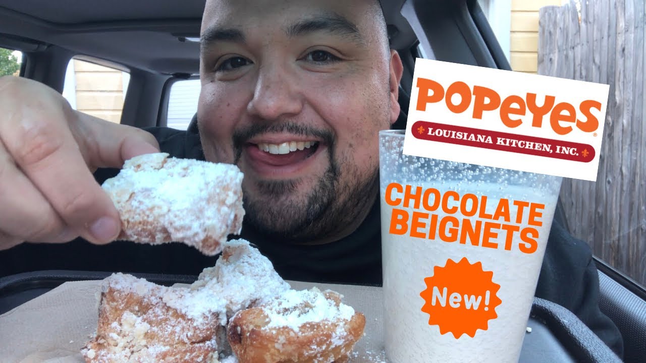 NEW Popeyes CHOCOLATE BEIGNETS 🍫 Mukbang Review - YouTube