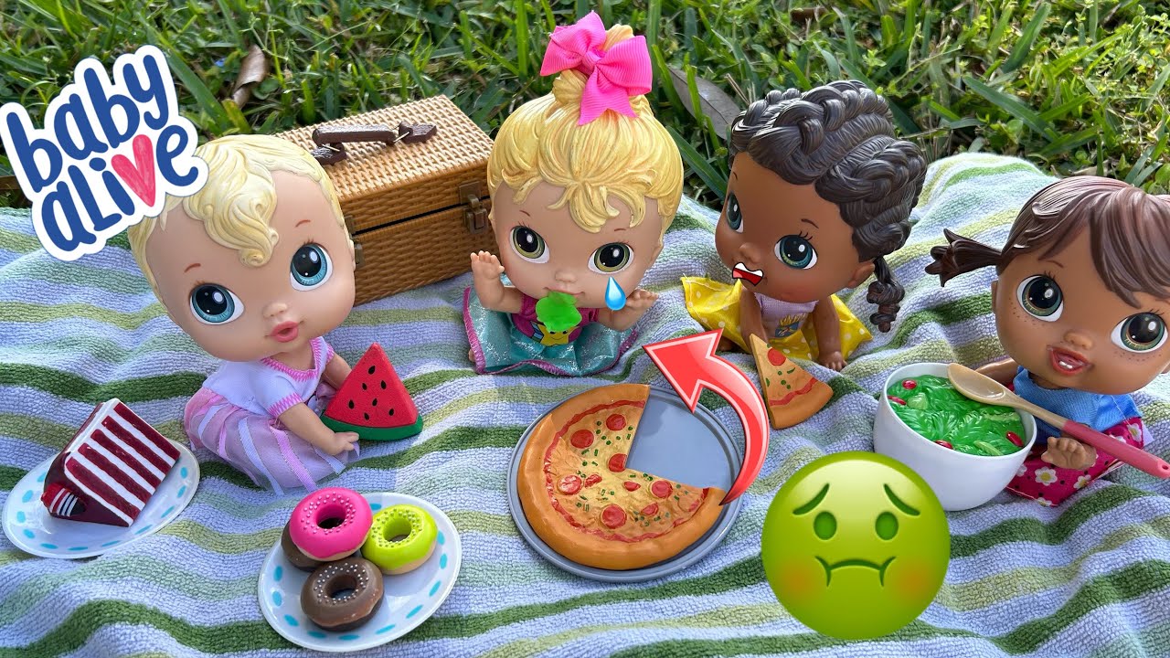 NEW Baby alive crib life dolls Afternoon routine ☀️ picnic at park 🥪 ...