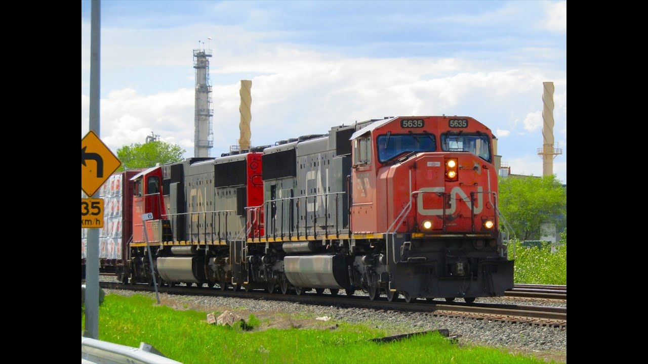 Canadian National EMD SD75i Units Working CN Bissell Yard & Blocking ...