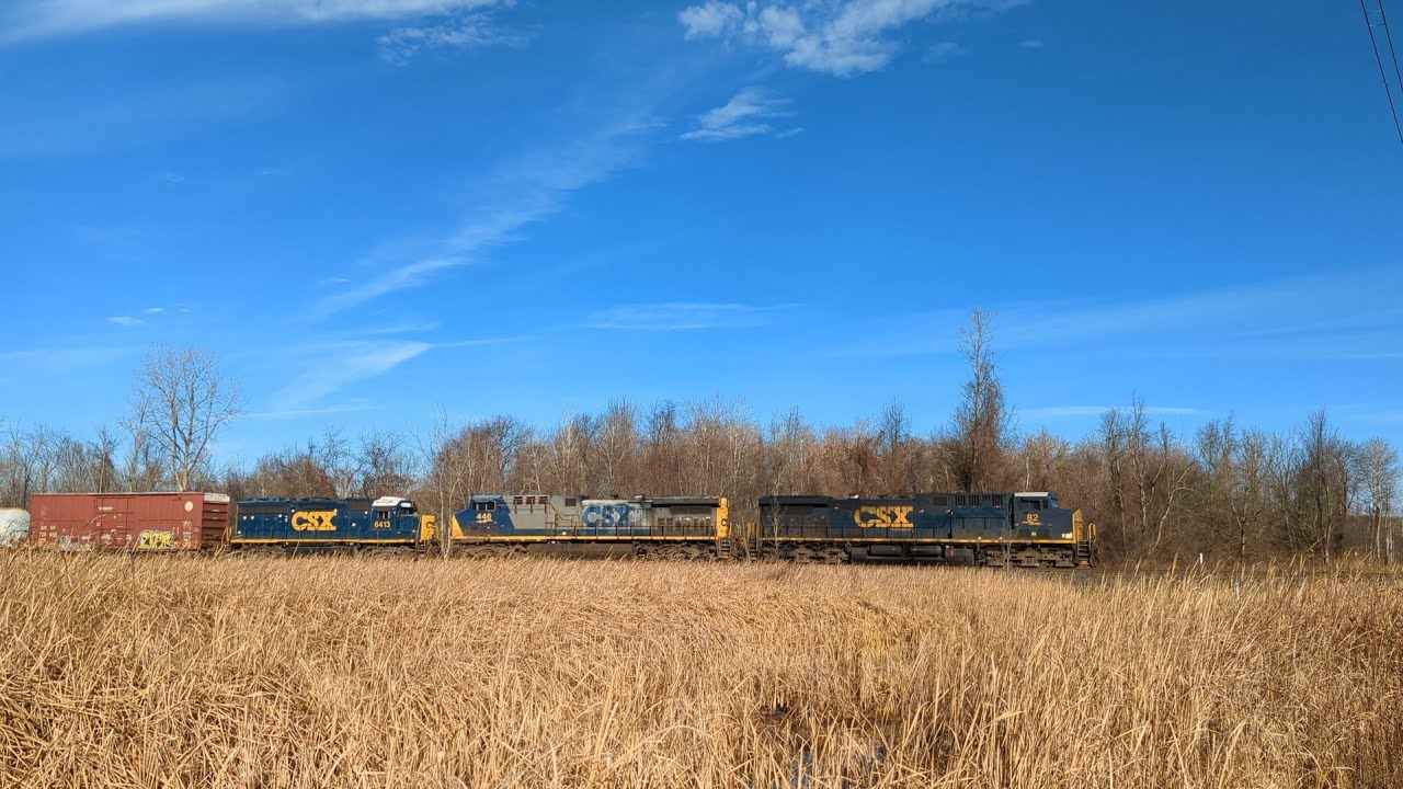 M566 with CSXT 82, CSXT 446, and CSXT 6413 at Memphis, NY. - YouTube
