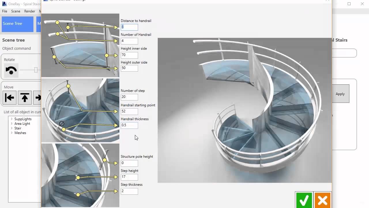 How to create customized Spiral Stairs with OneRay-ST - YouTube